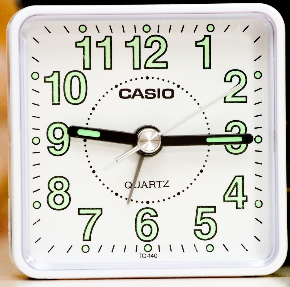 Casio TQ140-7D Travel Clock Quartz Alarm Clock Neobrite White Case w ...