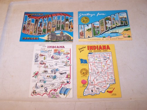 4 INDIANA Postcards - INDIANAPOLIS BIG LETTER & MAPS | eBay