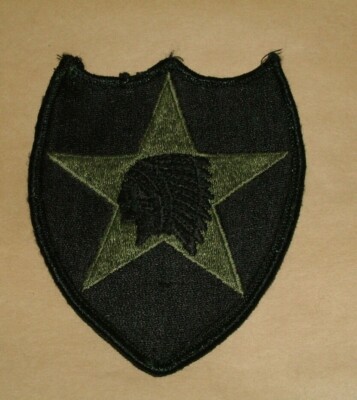 US ARMY 2ND INFANTRY DIVISION INDIAN HEAD PATCH BLACK OLIVE CAMO BDU ...