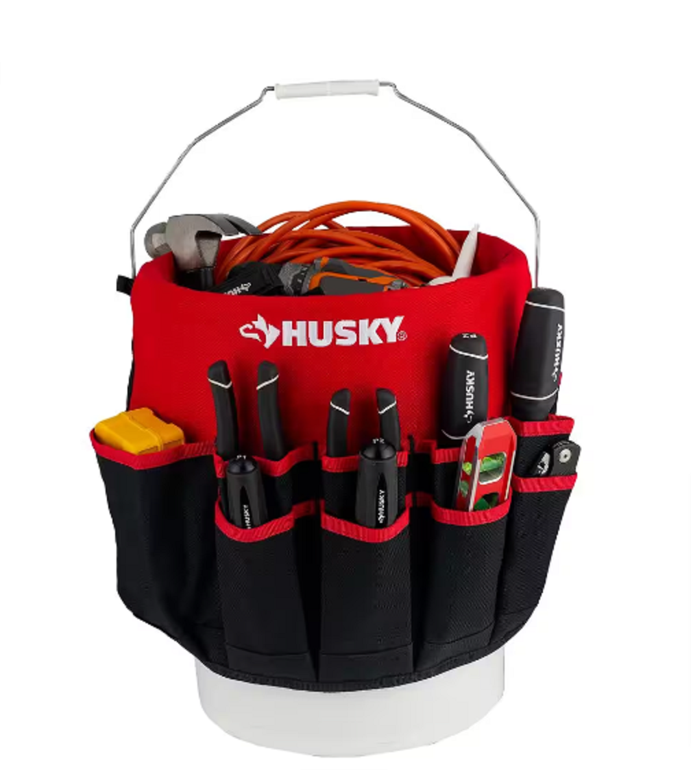 Husky 12 in. 30 Pocket Heavy Duty Bucket Jockey 5 Gallon In-Bucket ...