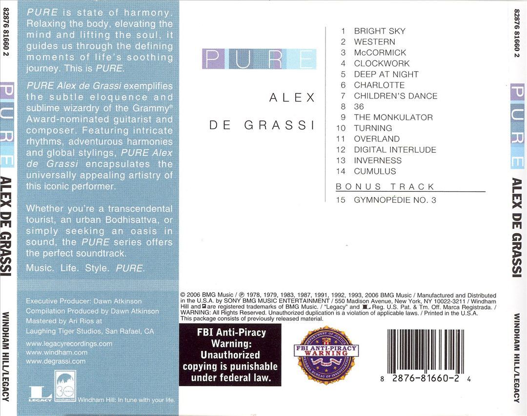 Pure Alex de Grassi by Alex de Grassi (CD, Jun-2006, Legacy) for sale ...