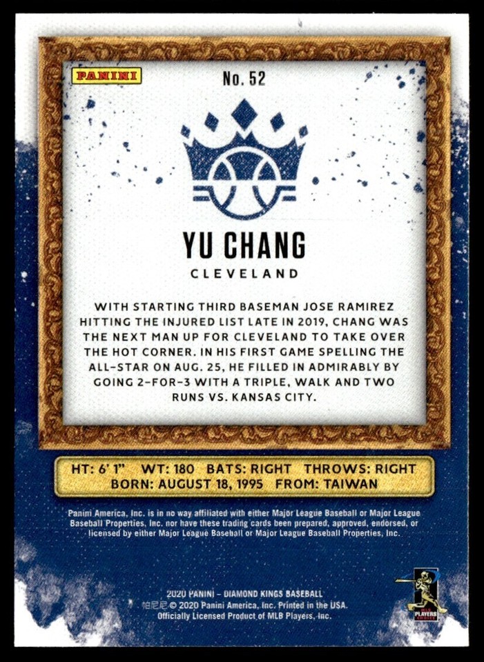 2020 Panini Diamond Kings Yu Chang Cleveland Indians #52 | eBay