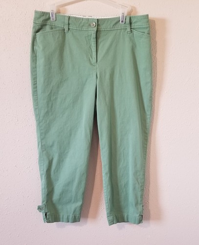 Talbots Perfect Crop Pant Womens Size 10P Green Stretch Preppy | eBay