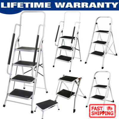 Folding Step Ladder Safety Non Slip Mat Tread Small Stool Ladders ...