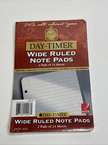 Day Timer Wide Ruled Note Pads Fits 3 & 7 Ring Binders 5 1/2" x 8 1/2" | eBay