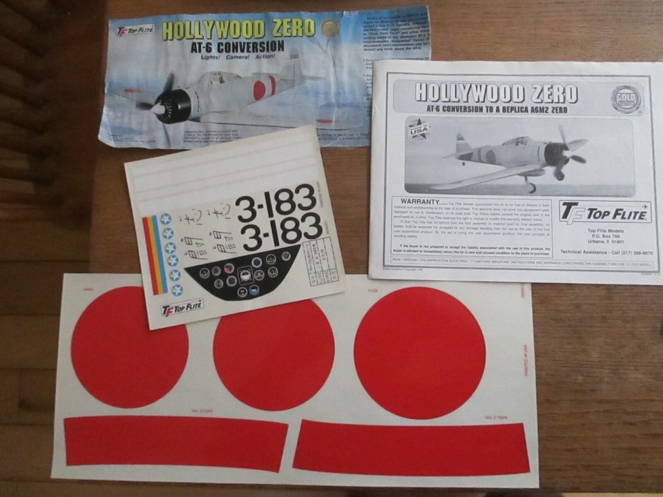 TOP FLITE AT-6 TEXAN + HOLLYWOOD ZERO CONVERSION MODEL RC AIRPLANE GOLD ...