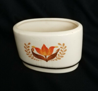 Harker Pottery USA Bakerite Orange MODERN TULIP Oval Sugar Toothpick ...
