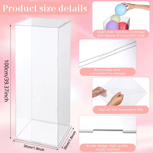 Set of 2 White Acrylic Cube Display Acrylic Pedestal Stand Art Decor ...