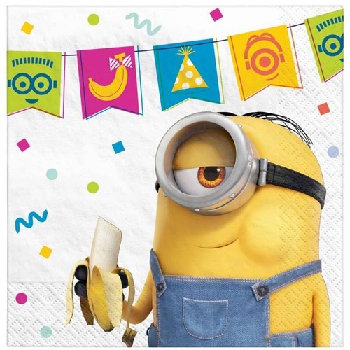 Minions Beverage Napkins 16pk Small Serviettes Kids Birthday Party ...