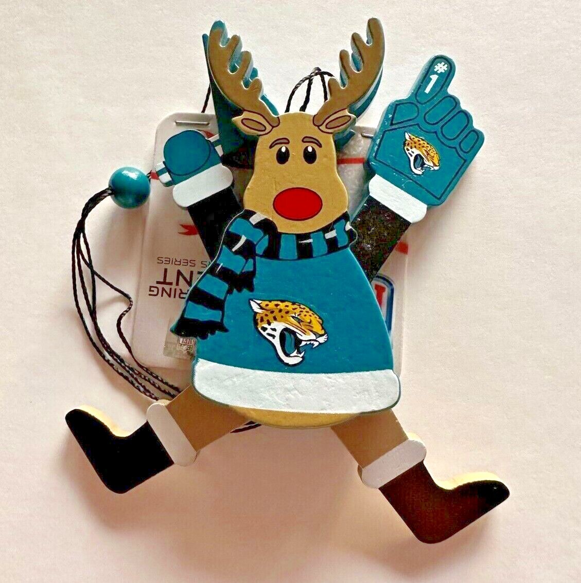 NFL Wooden Cheering Reindeer Christmas Ornament | eBay