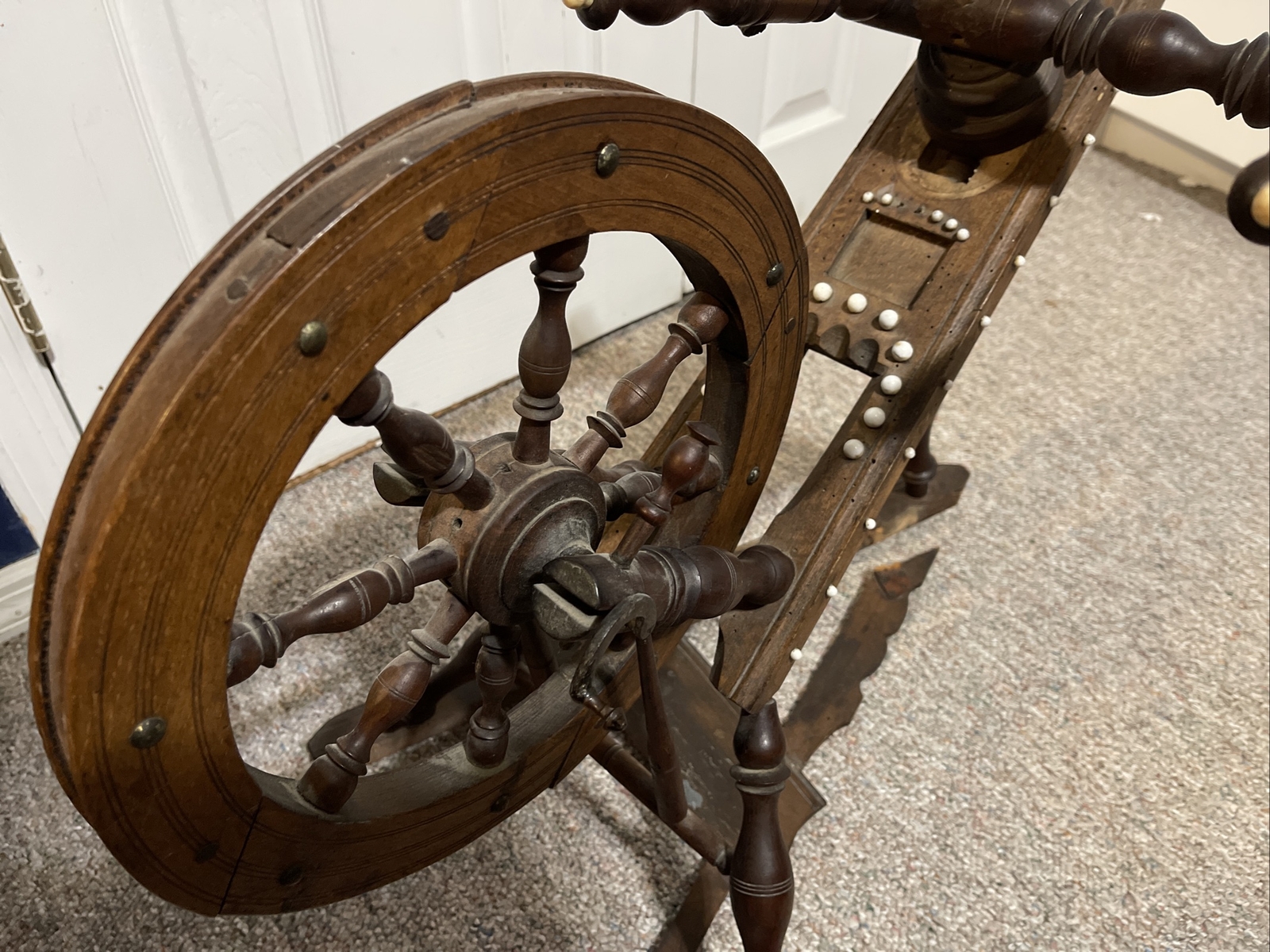 Primitive Antique Wood Yarn Thread Spinning Wheel Vintage Americana ...