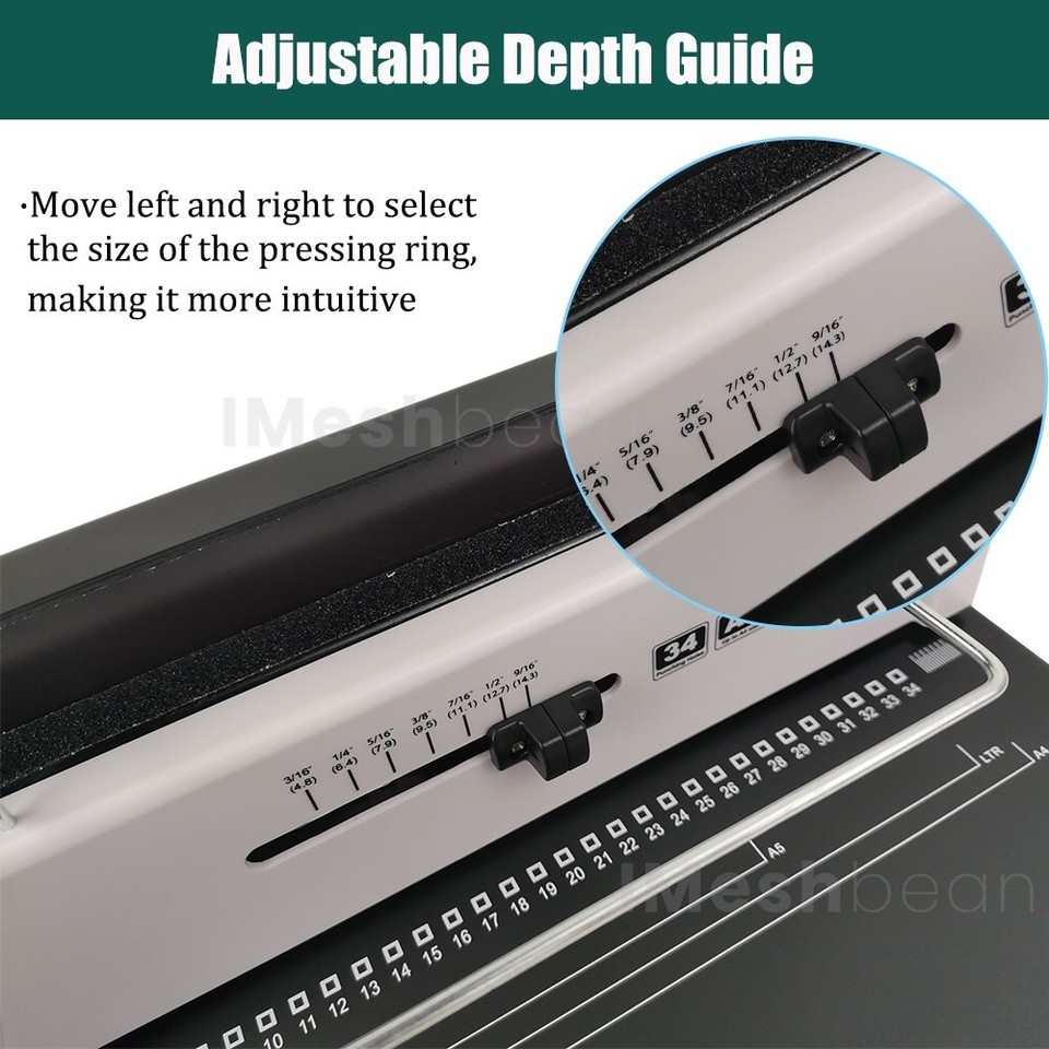 Manual Spiral Coil Binding Machine 34 Holes Puncher Documents Office ...
