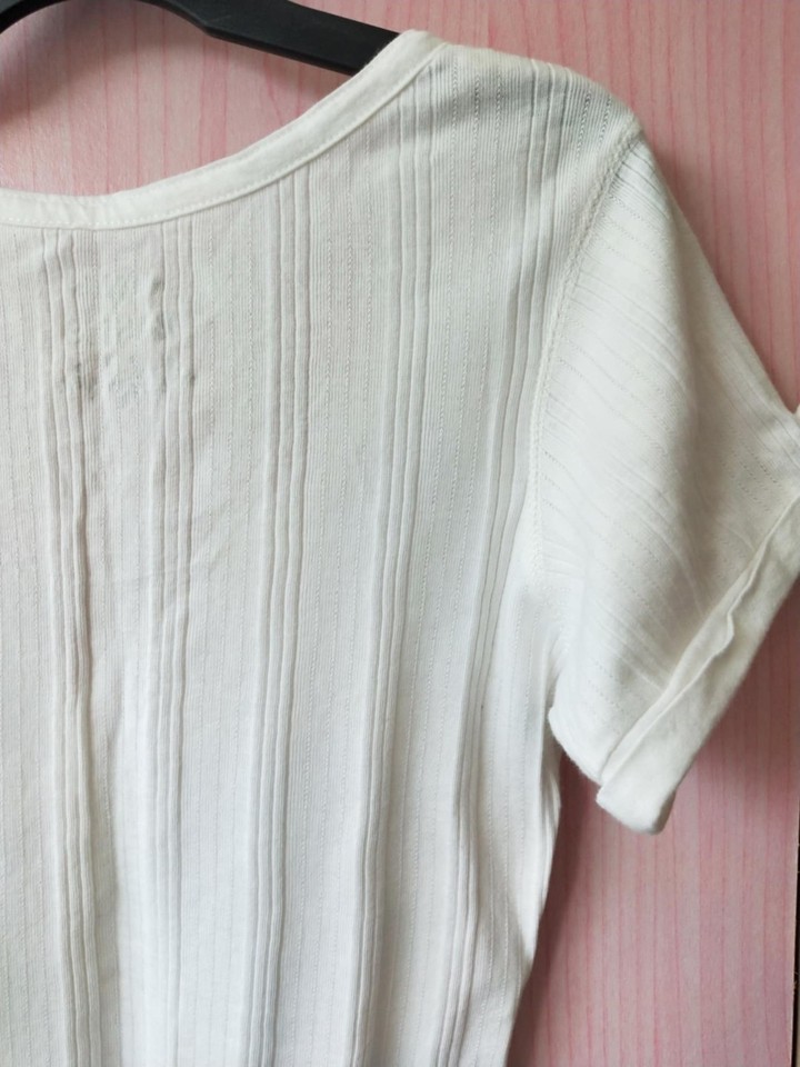 Ladies Cream top button trim V neck size 14 | eBay UK