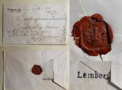 1838 Rawa Ruska to Lemberg pre-stamp letter wax seal Austria Ukraine ...