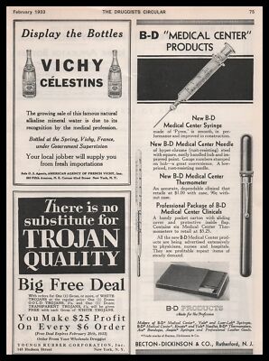 1933 Becton Dickinson Rutherford New Jersey Medical Center Thermometers ...