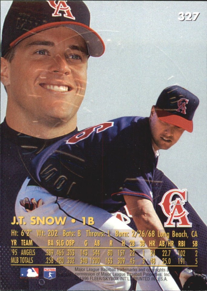 1996 Ultra Gold Medallion California Angels Baseball Card #327 J.T ...