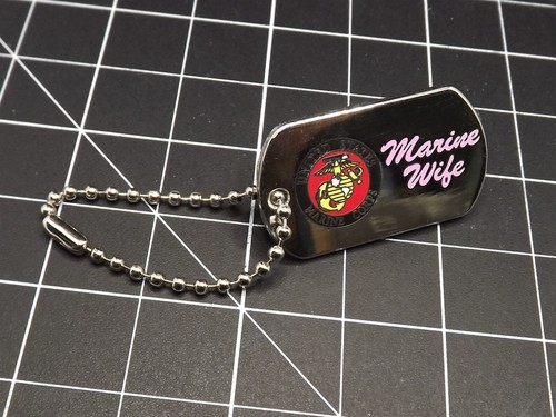 United States Marines WIFE "DOG TAG" NEW Lapel Pin EGA CHROME Enamel 1 ...