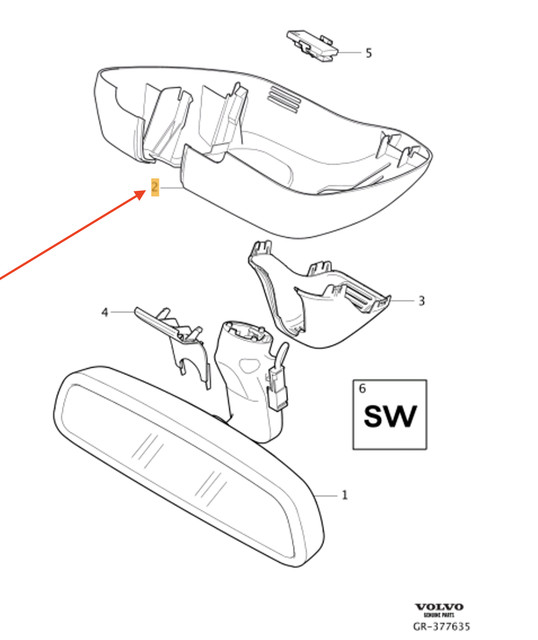2011-2018 Volvo S60 Interior Rear View Mirror Cover Black 31218532 OEM ...