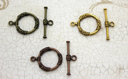 Lot Antiqued Round Circle Toggle Clasps Jump Ring Neclace Bracelet ...