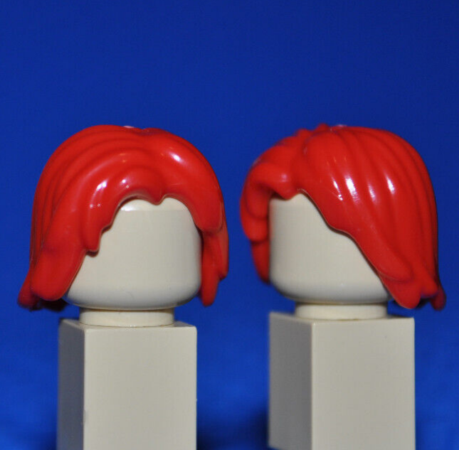 LEGO PARTS - 1X MINIFIGURE RED WIG/HAIR PIECE/MALE MID-LENGTH TOUSLED V ...