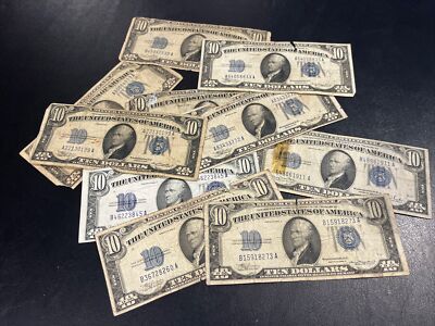 1934 Ten Dollar ($10) Silver Certificate Bill • DAMAGED Cull • Buying 1 ...