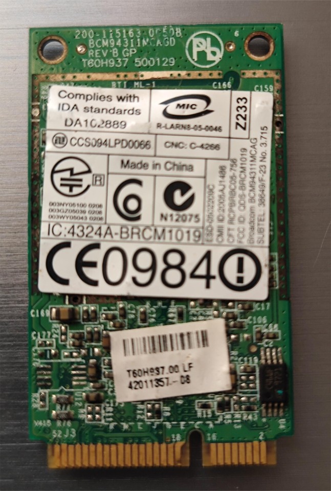 Dell Broadcom Wireless Wifi Card DW1490 BCM94311MCAG 0JC977 | eBay