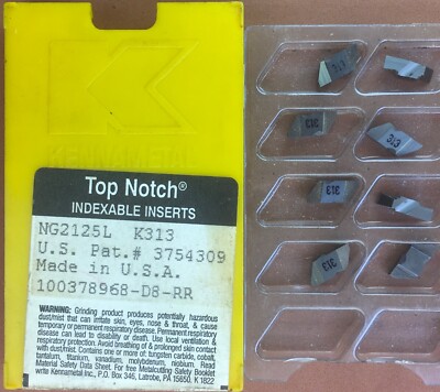 8 pcs KENNAMETAL NG2125L Carbide Grooving Inserts; Grade K313 🎯 ...