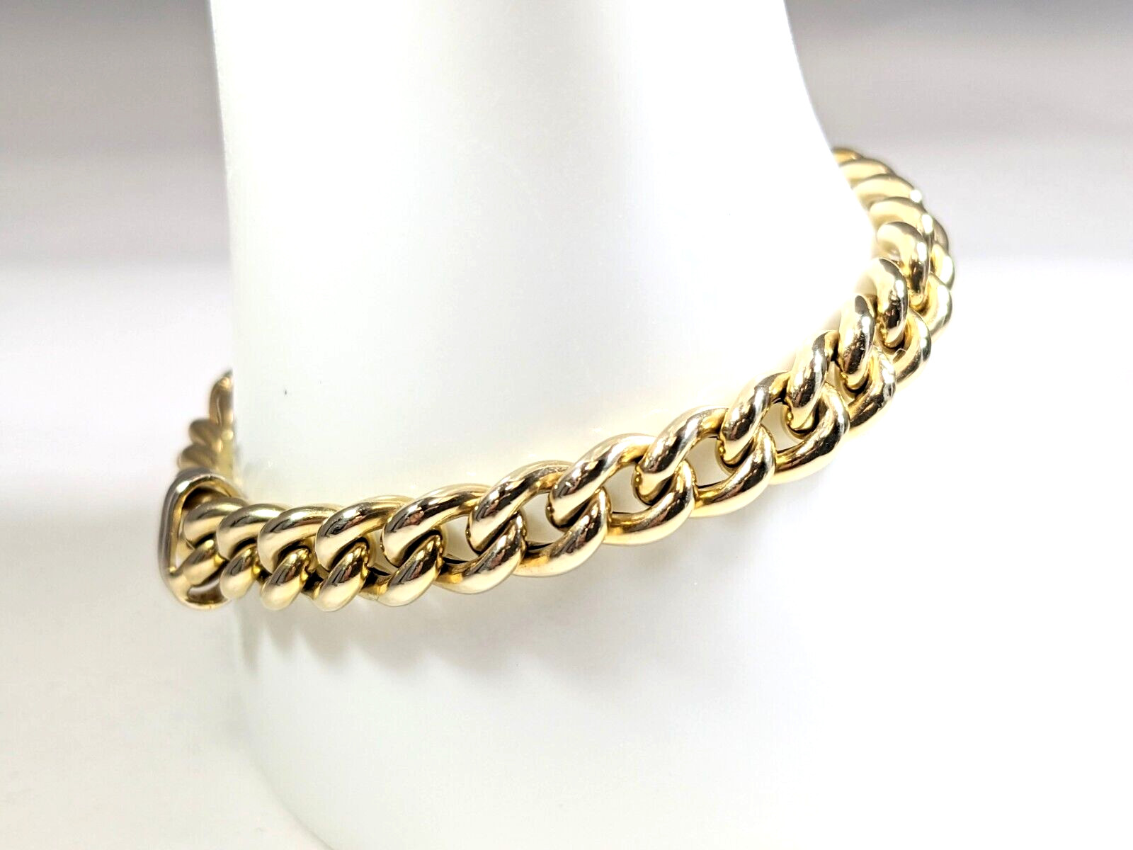 14 KT Two Tone Gold Curbed Cuban Link Chain Bracelet … - Gem