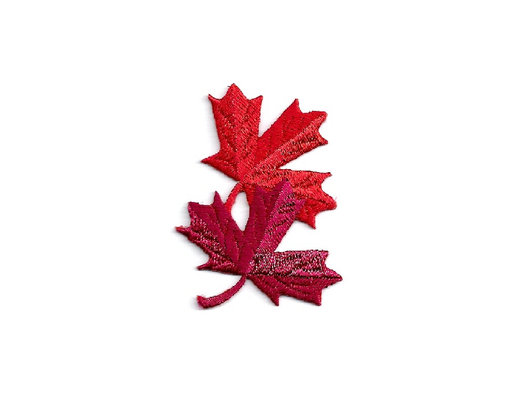 Leaf - Leaves - Autumn - Fall - Red/Burgundy - Embroidered Iron On ...