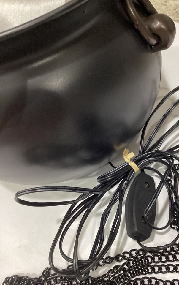 GEMMY Halloween Prop Flame Light Hanging Cauldron Fan Realistic Flames ...