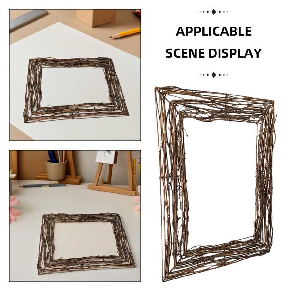 Square Rattan Wreath Vine Branch Wreath Hanging Wreaths Decoration ...