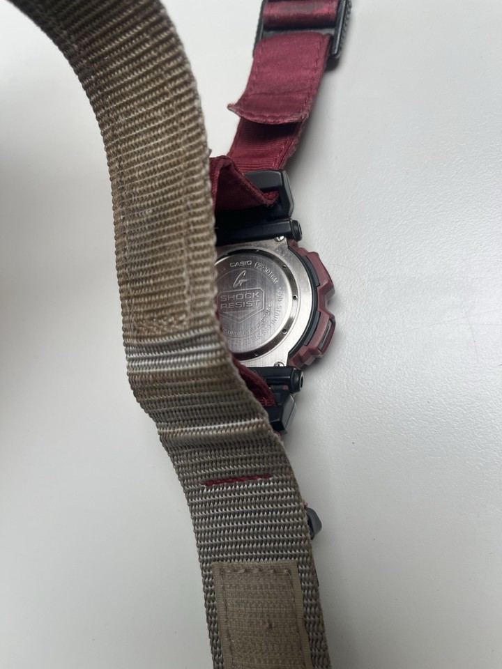 Casio G Shock Unisex Digital Quartz Watch In Maroon With A Nylon Strap ...