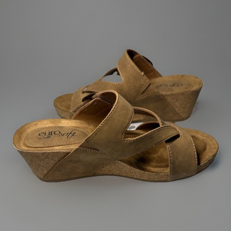Eurosoft by Sofft Women's Emrie Comfortable Sandals Slides Brown Size 6 ...