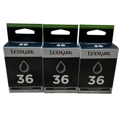 3psc Lexmark 36 genuine Ink Cartridges In Retail Box | eBay