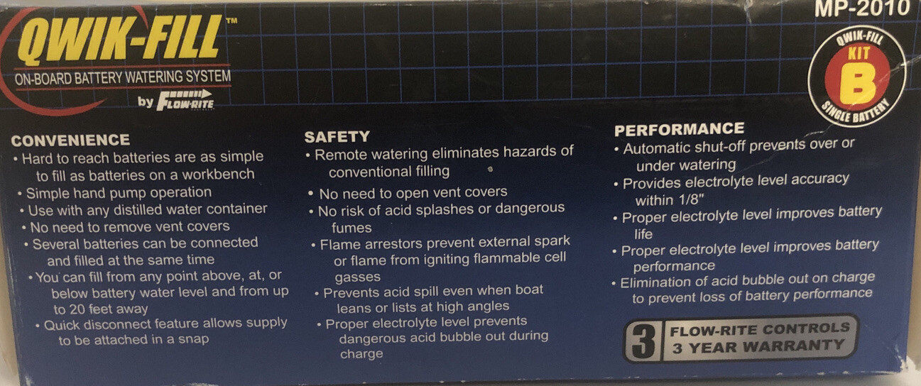 Flow-Rite MP-2010 Qwik-Fill Single Battery Watering Station-Brand New ...