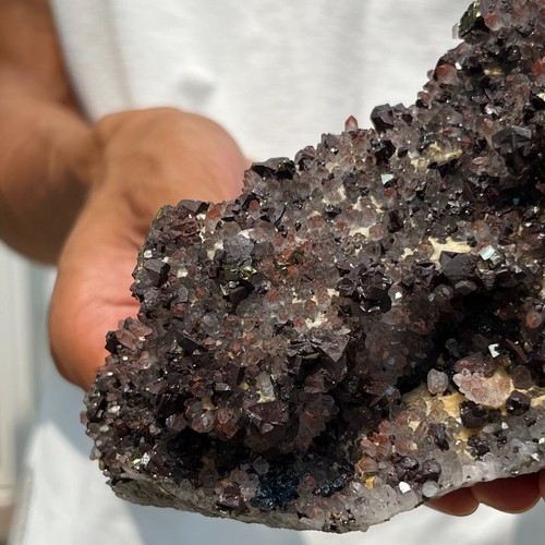 920g Large Natural Red Quartz Crystal Cluster & Pyrite Gold Mineral ...