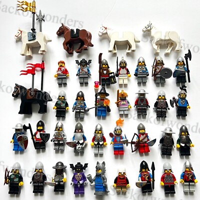 2 Pcs Lego Random Castle Knights, Horses, Forestmen, Wizard Minifigure ...