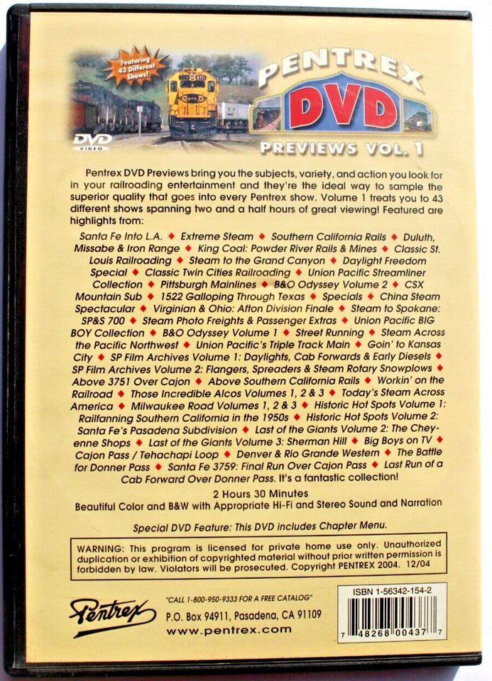 Pentrex Railroad Video Previews Volume 1 - Pentrex Train Video (DVD) | eBay