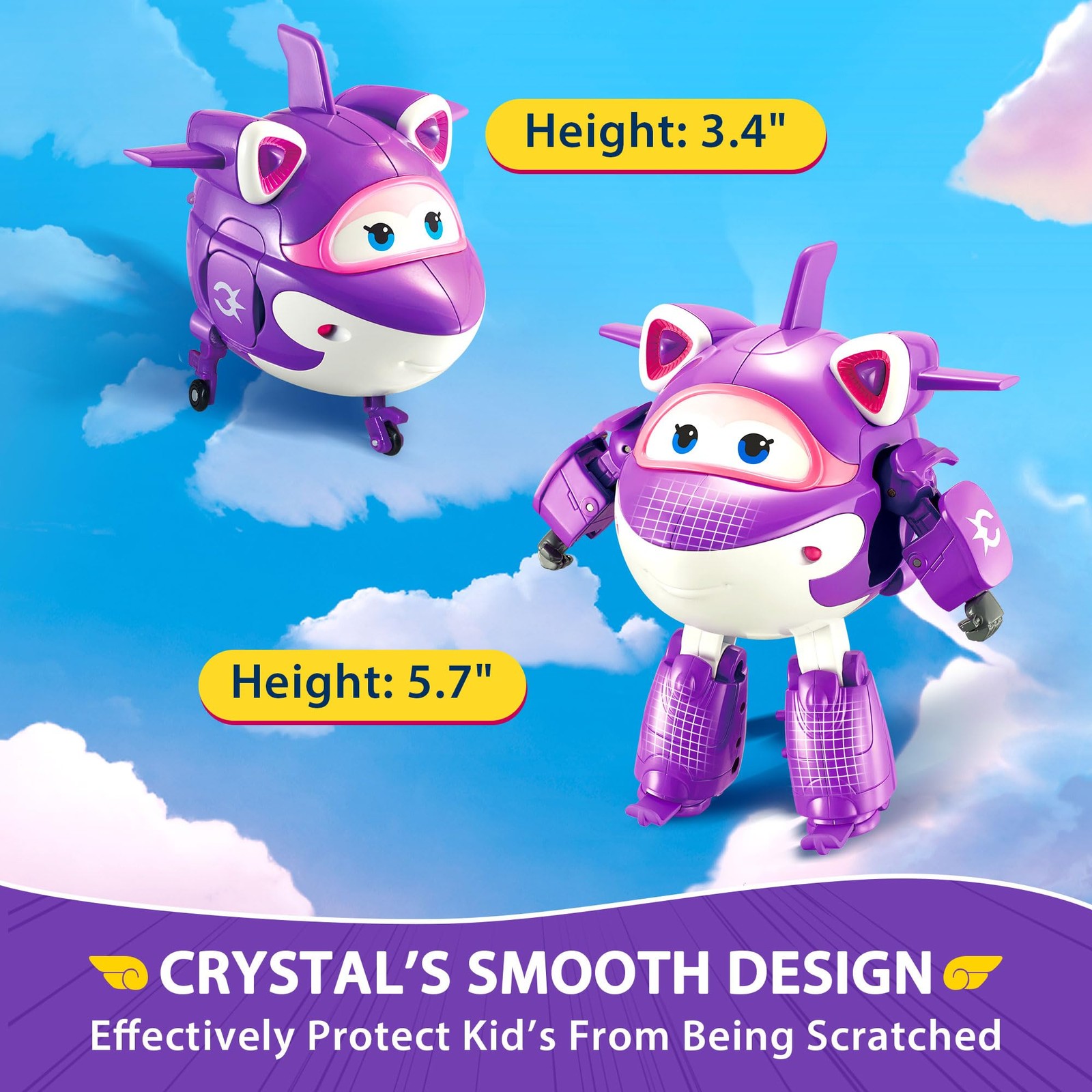 5 Inch Transforming Airplane Robot Toy Action Figure for Kids Ages 3-5 ...