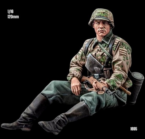 1/16 120mm Resin Figure German Waffen SS Sitting Tank Rider w 98K Model ...