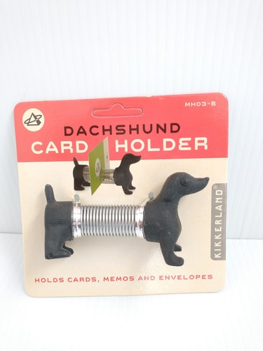 Vtg Dachshund Dog Desk Letter Pen Holder Spring Black/Silver Plastic ...