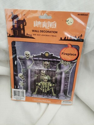 Skeleton 35.4 X 39.4 Fireplace Wall-Halloween Haunted House Scene ...