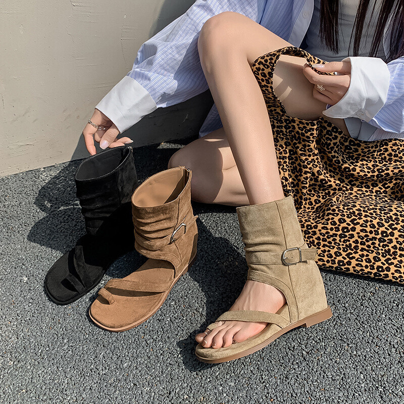 Flat Open Toe Boots
