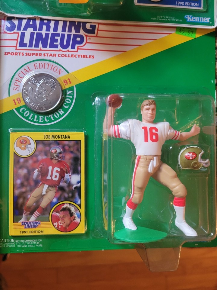 4pc lot Joe MOntana NFL Starting lineup San francisco 49ers/chiefs 1990 ...