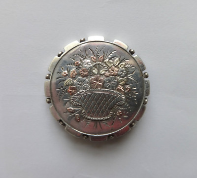 William Manton Victorian Sterling Silver and Rose Gold Flower Basket ...
