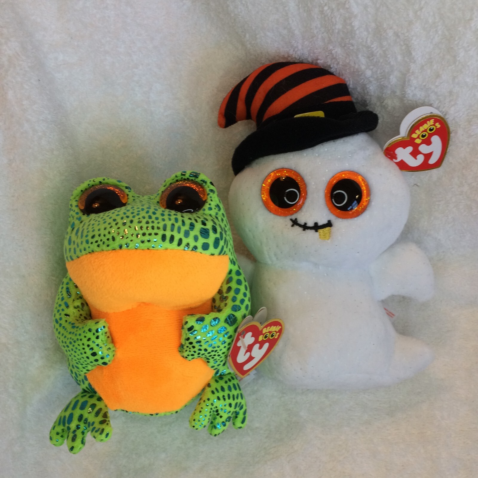 Ty Beanie Boos lot of 2 Halloween plush 6" Nightcap Ghost & Speckles ...