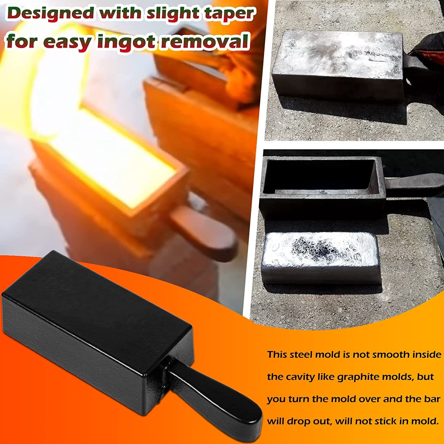 100 oz Loaf Ingot Cast Iron Ingot Mold for Melting Gold Silver Aluminum ...