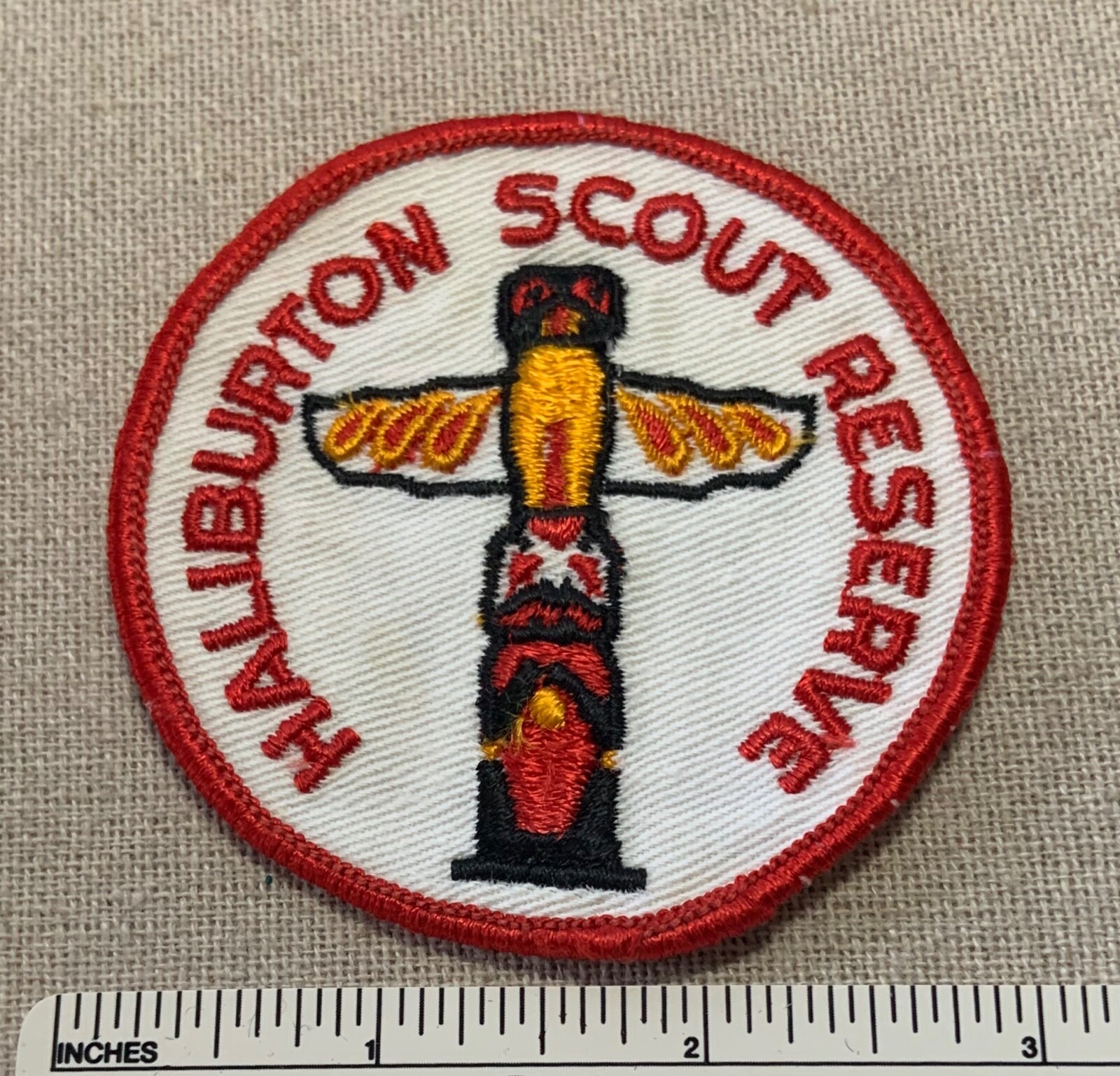 Vintage 1960s HALIBURTON RESERVATIN Boy Scout Camp PATCH BSA Twill RE ...