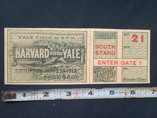 1912 HARVARD vs YALE UNUSED Football Ticket Yale Field | eBay