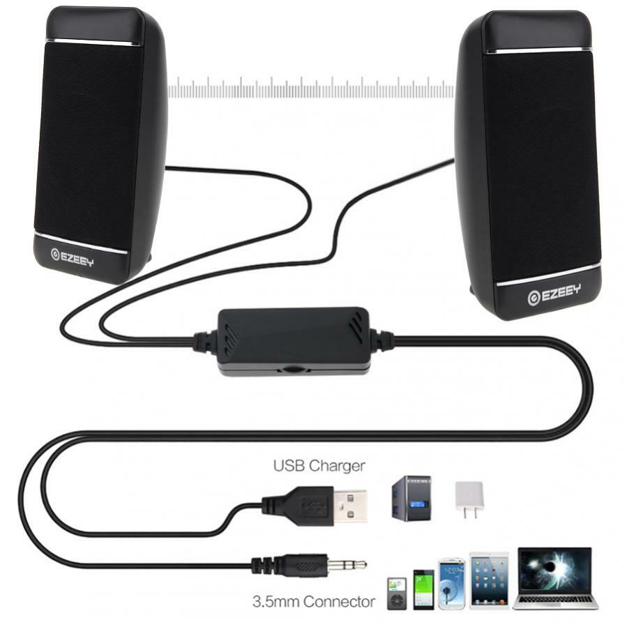 2x Combination Speaker For PC Laptop Computer Desktop USB Stereo ...